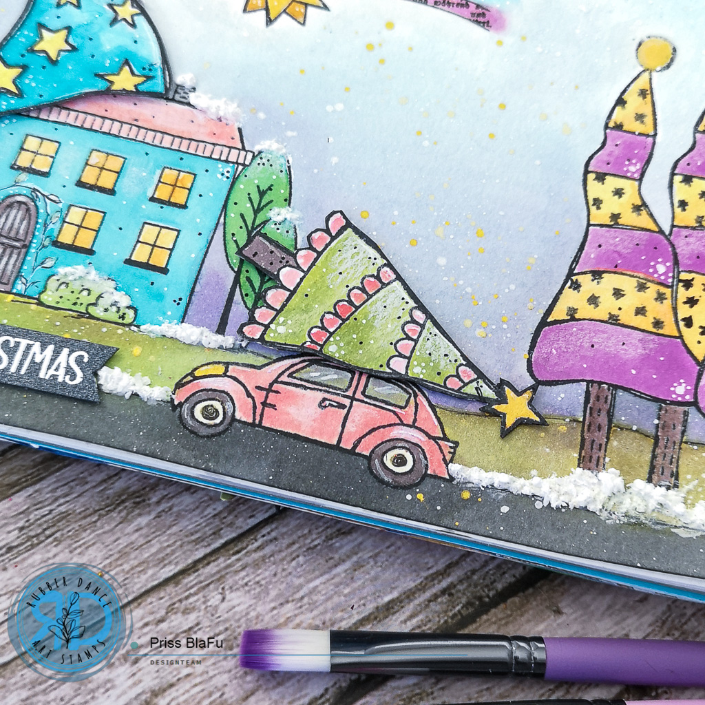 Art Journal Page: Escena de Navidad en falsa acuarela – ARTful Layers
